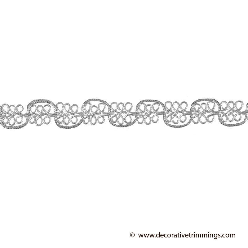 9/16 Inch (15mm) Silver Fancy Scroll Trimming | Decorative Trimmings LLC