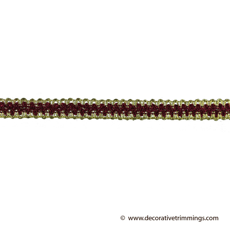 1/2 Inch Gold/Burgundy Fancy Scroll | Decorative Trimmings LLC