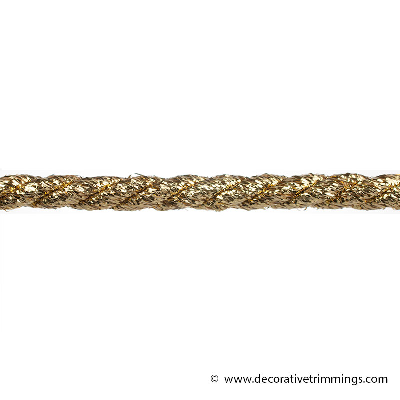 1/4 Inch Gold Metallic Twist Cord | Decorative Trimmings LLC