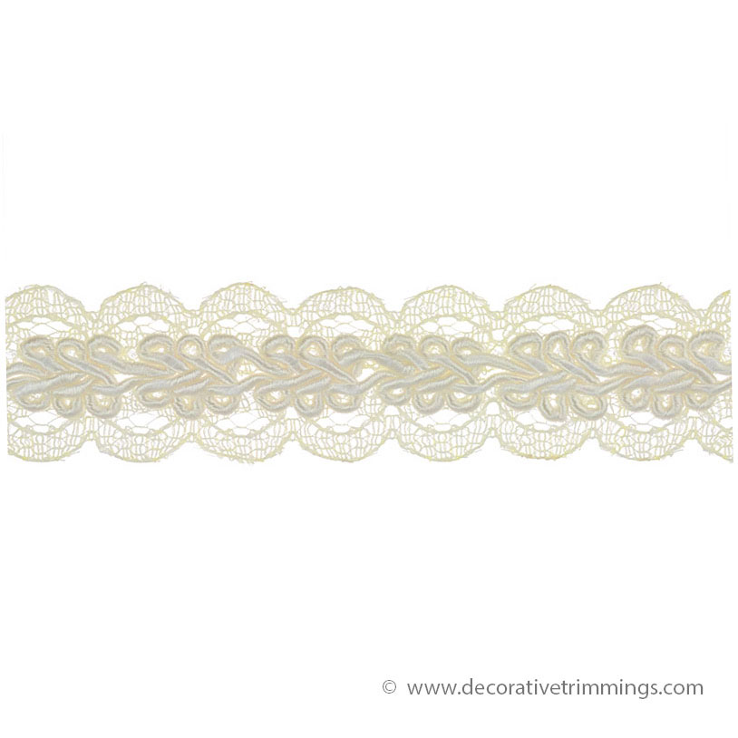 3/4 Inch Natural Lace & Gimp Galloon | Decorative Trimmings LLC