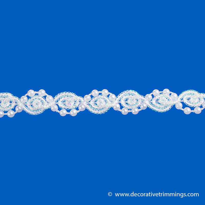 1/2 Inch White Iris Faux Pearl Rose Trim | Decorative Trimmings LLC