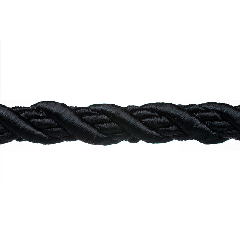1/2 Inch Black Fancy Twist Cord | Decorative Trimmings LLC
