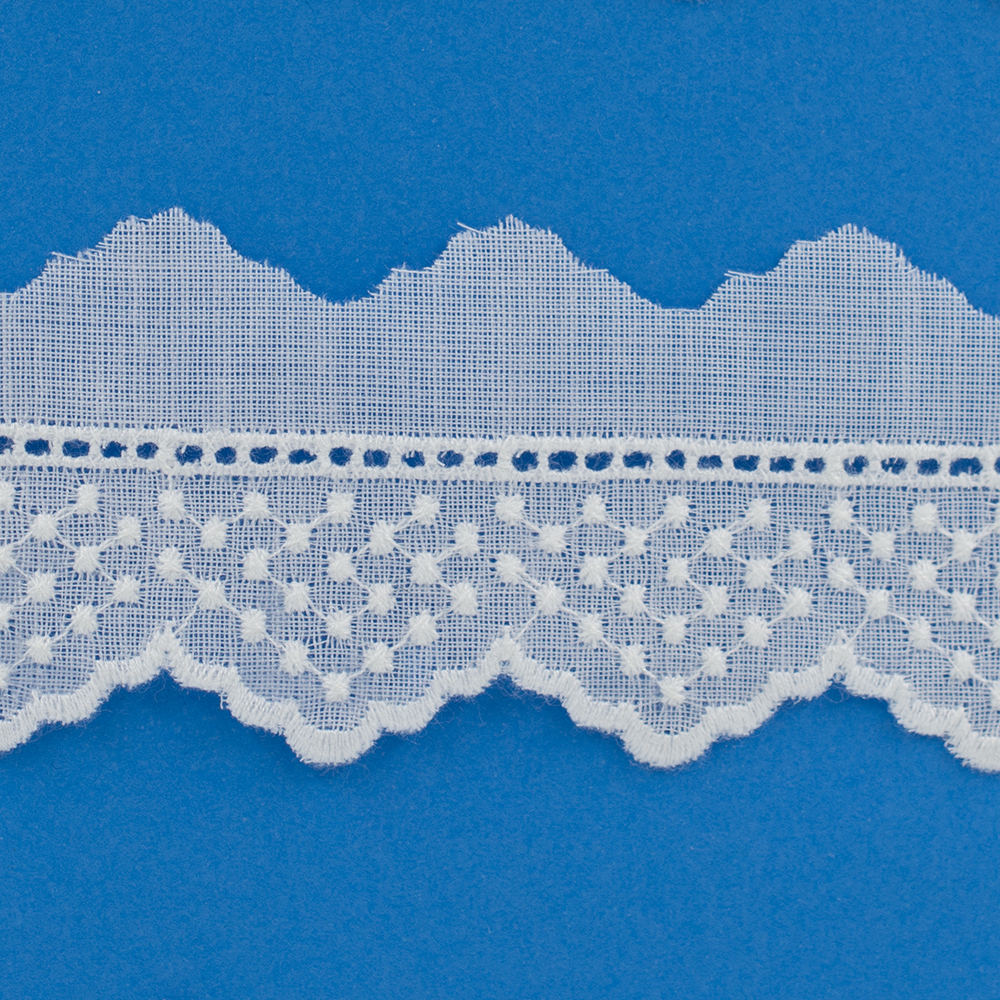 1 1/4 Inch Mini Dot Eylet Edge White | Decorative Trimmings LLC