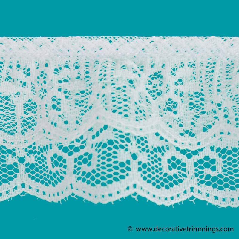 White 1 3/4 Inch 2 Tier Ruffled Lace Edge | Decorative Trimmings LLC