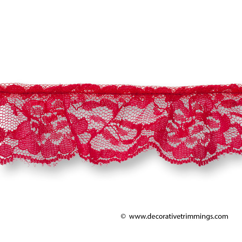 Red 1 3/4 Inch Orchid Lace | Decorative Trimmings LLC