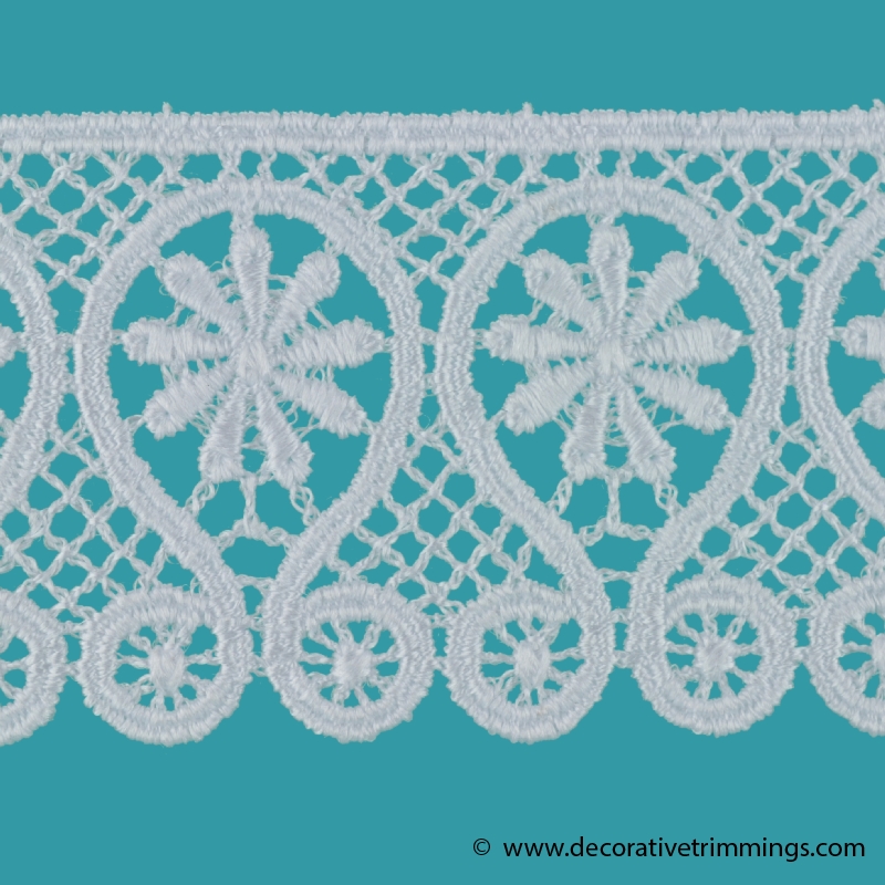 White 2 Inch Venice Sunflower Scroll Galloon | Decorative Trimmings LLC