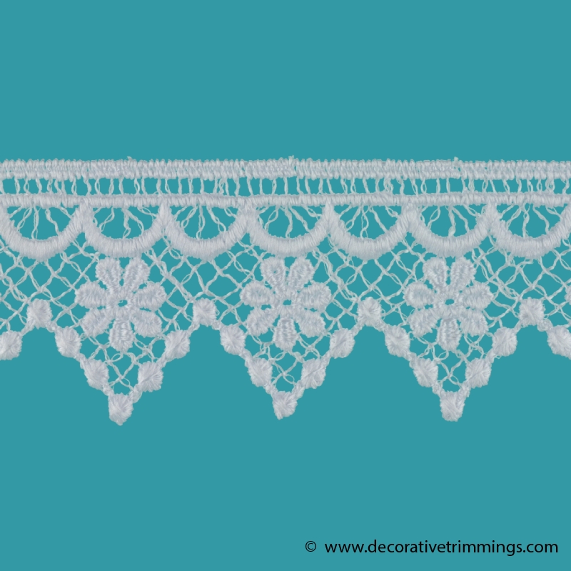 White 1 3/4 Inch Venice Pointed Daisy Edge | Decorative Trimmings LLC