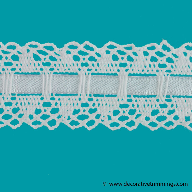 White 1 Inch Cluny Lace with Ribbon | Decorative Trimmings LLC