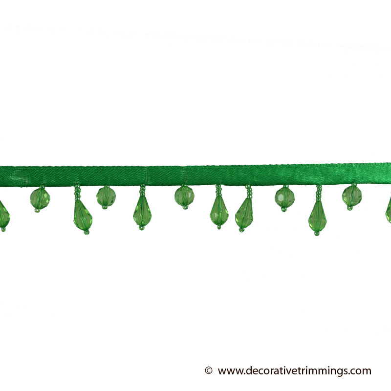 Green 1 1/4 Inch Beaded Fringe | Decorative Trimmings LLC